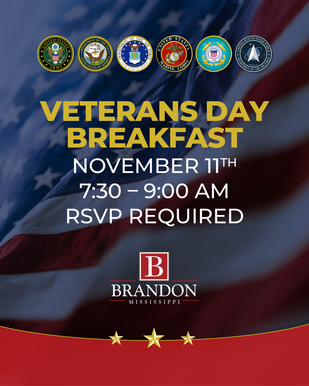 RSVP Now for the City of Brandon Veterans Day Breakfast - City of Brandon